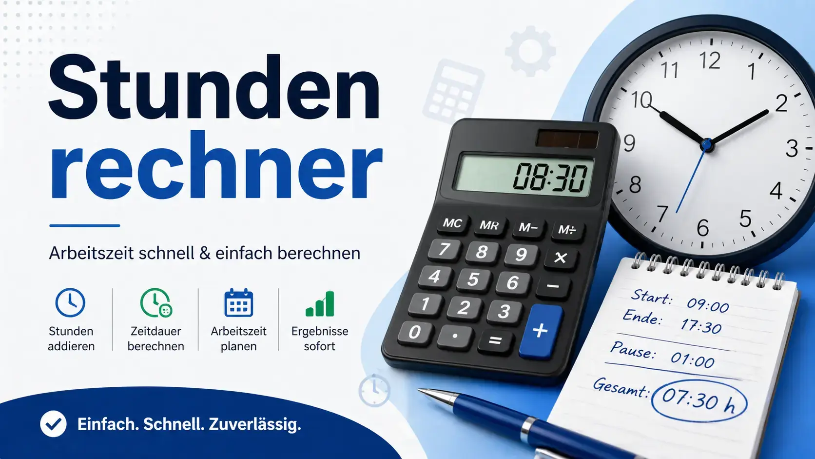 Stunden Rechner – Arbeitszeit, Dezimal & Lohn Berechnen