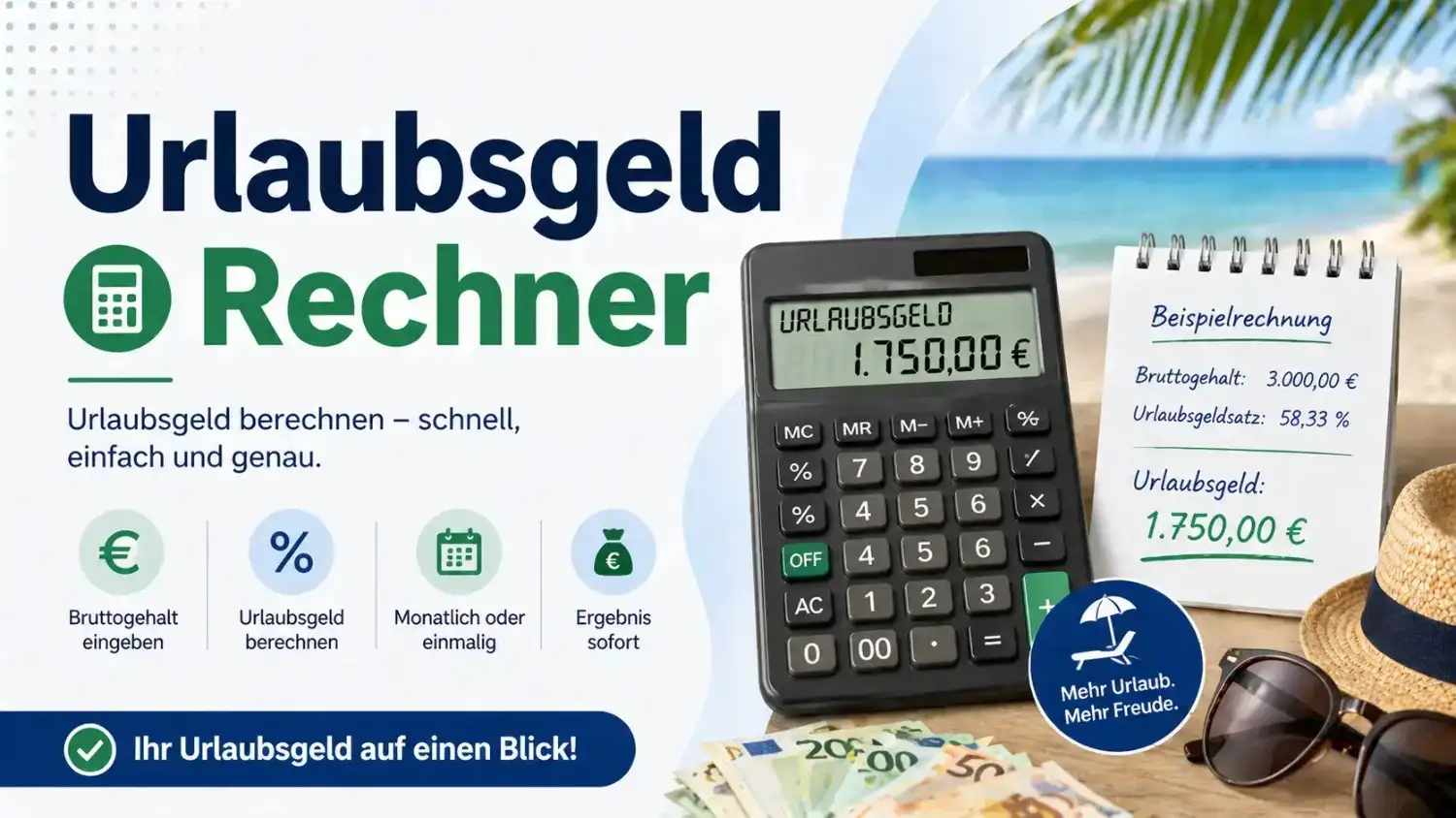 Urlaubsgeld Rechner – Netto Berechnen Mit Steuerabzug